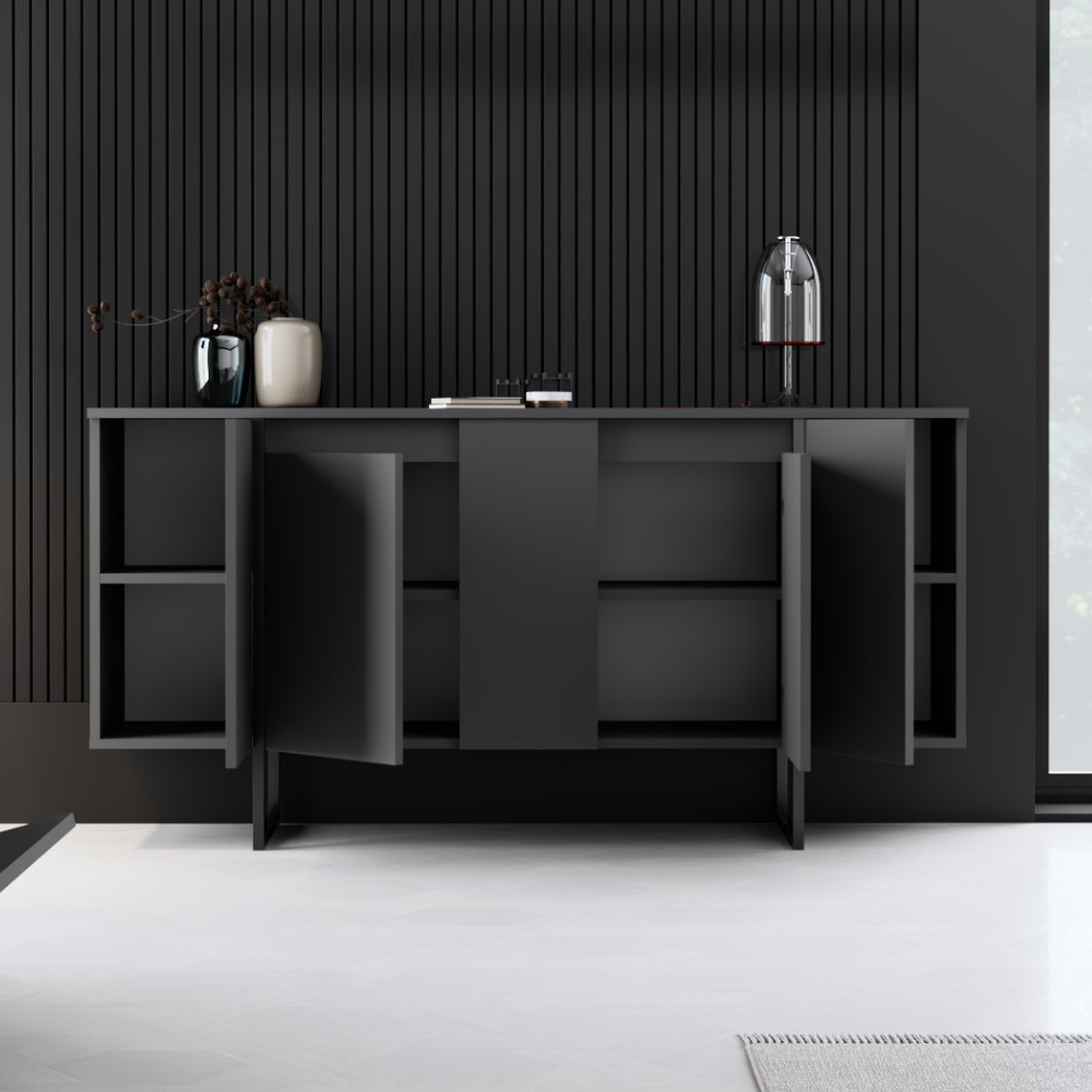 Buffet noir design à 4 portes Boras – Concept Usine