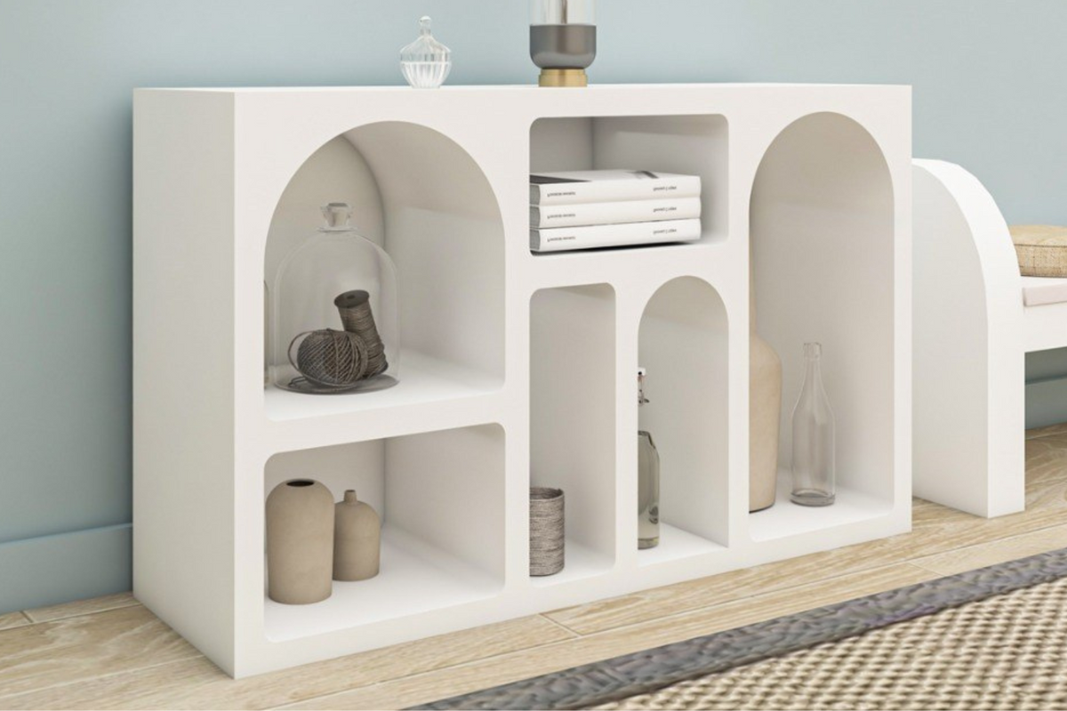 Meuble étagère blanc avec niches Amal – Concept Usine